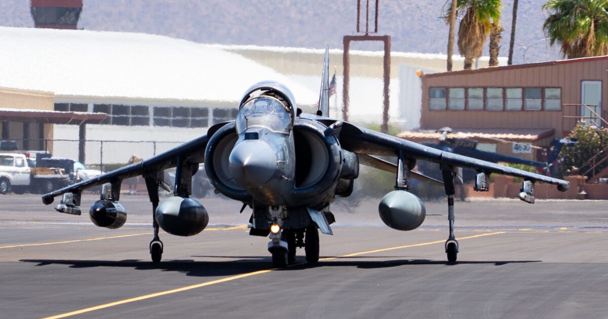 Harrier AV-8B Lands at Falcon Field, Joins Aviation Museum Exhibit